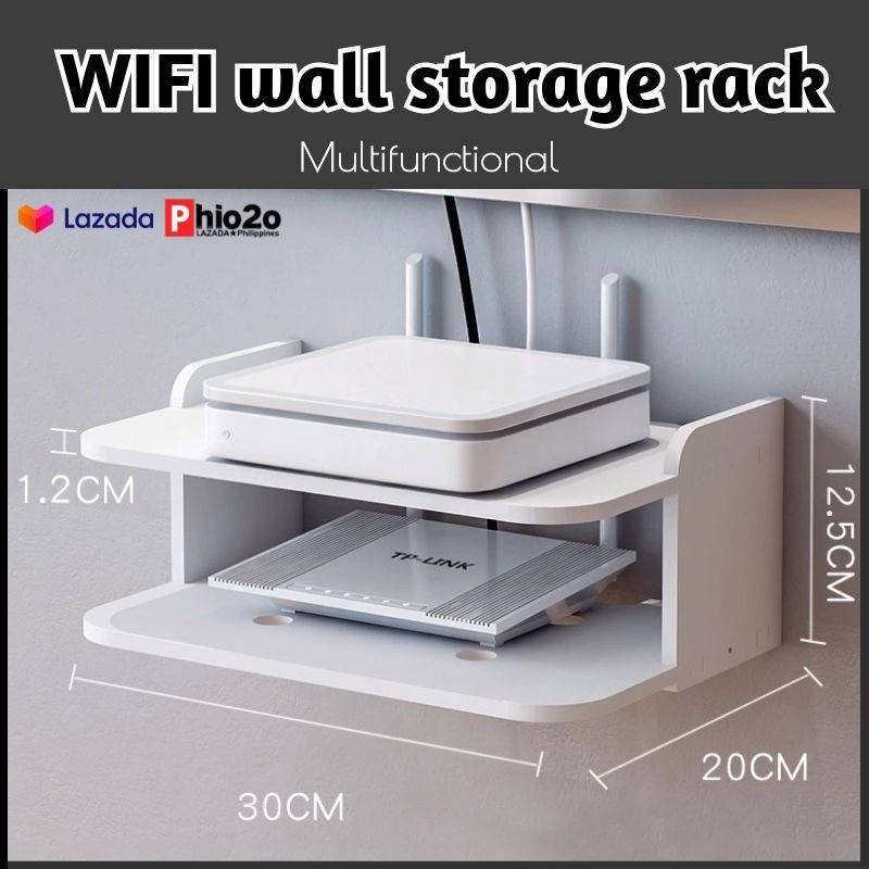 ♧Free punching living room TV wall set-top box rack router storage box ...