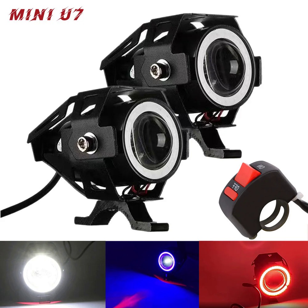 Mini U7 Headlight Motorcycle Spotlights Lens Auxiliary Foglights Lamp ...
