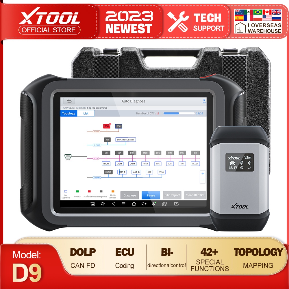 XTOOL D9 Automotive Scan Tool Topology Map Bi-Directional Control ECU ...
