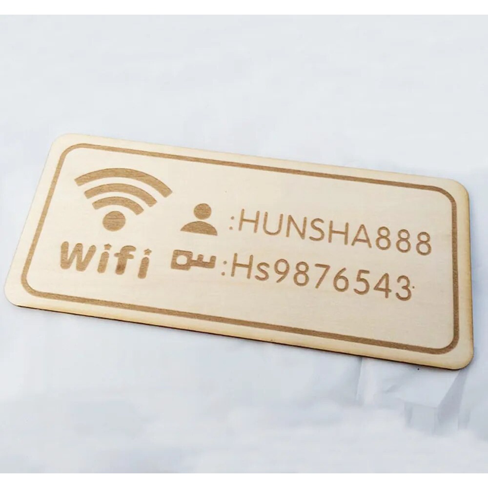 Wooden Wifi Password Sign/Plate/Board Custom Made Laser Internet Signal ...