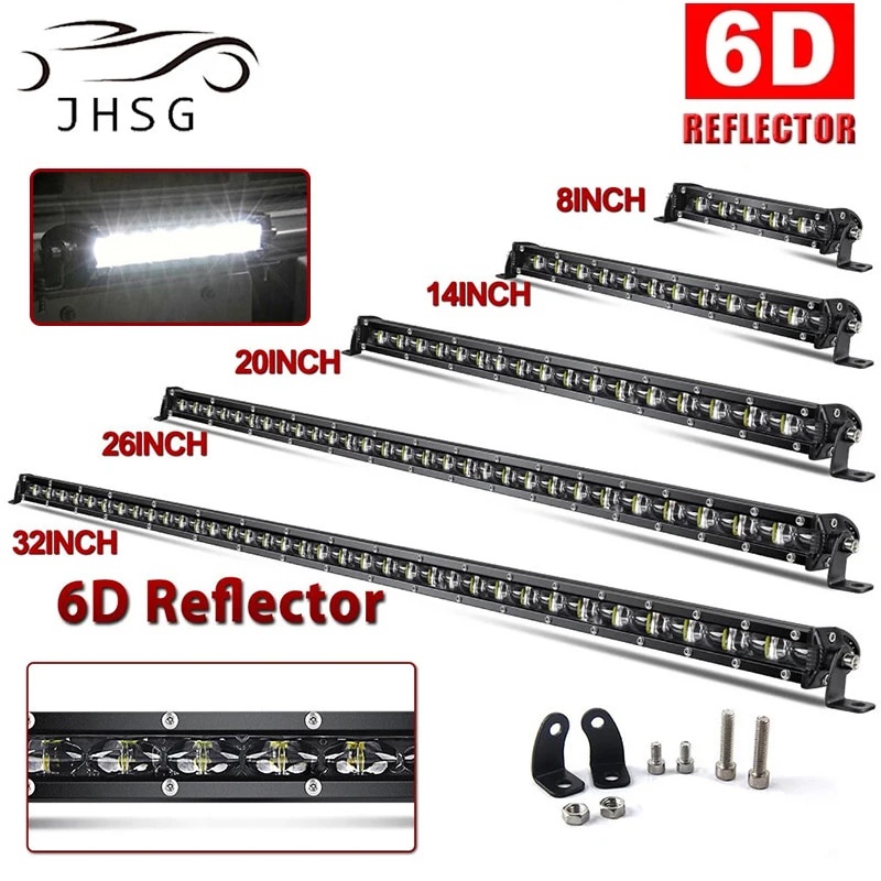 LED Work Light Bar Off Road Barra 12V 6D Slim 8" 14" 20" 26" 32" 38 ...