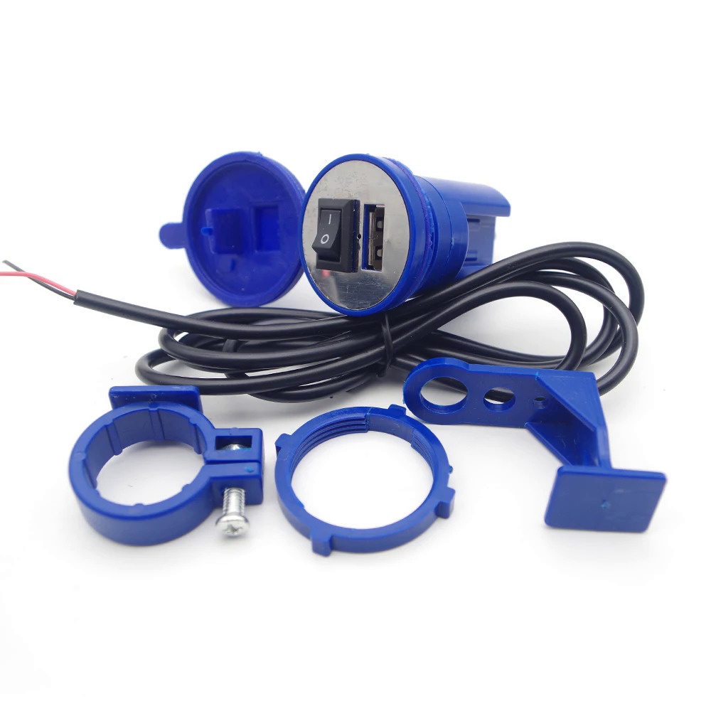 Motorcycle USB Charger Waterproof Blue For yamaha nmax 125 bws 100 drag star 400 r25 tracer 900 ...