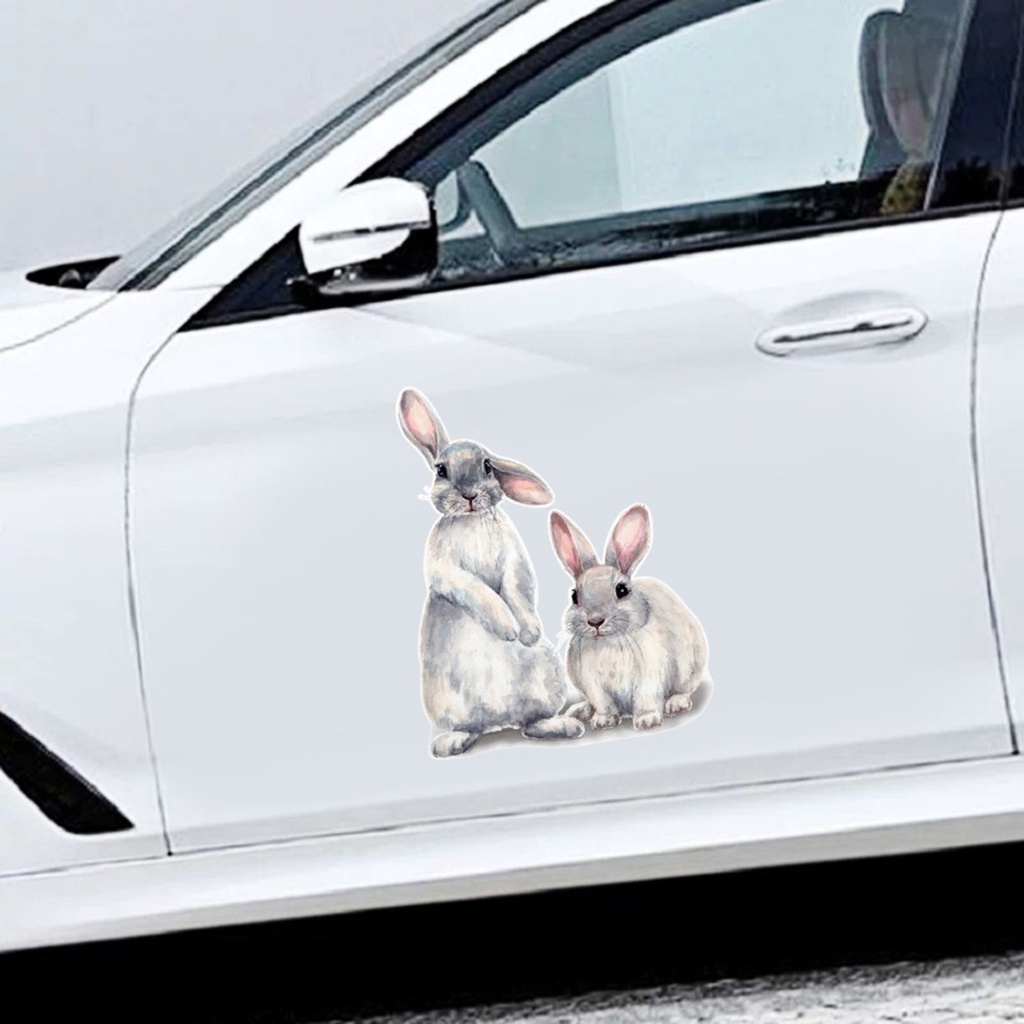 ♨1PCS Two Bunnies Sticker Cute Lovely Rabbits 3D Removable Wall Sticker ...