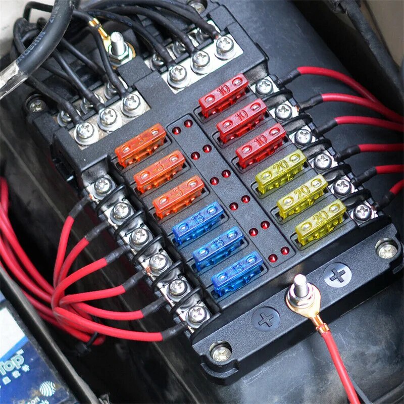 【12V 24V 6 Way 12 Way Blade Fuse Box Holder For Car Boat Fuse Holder ...