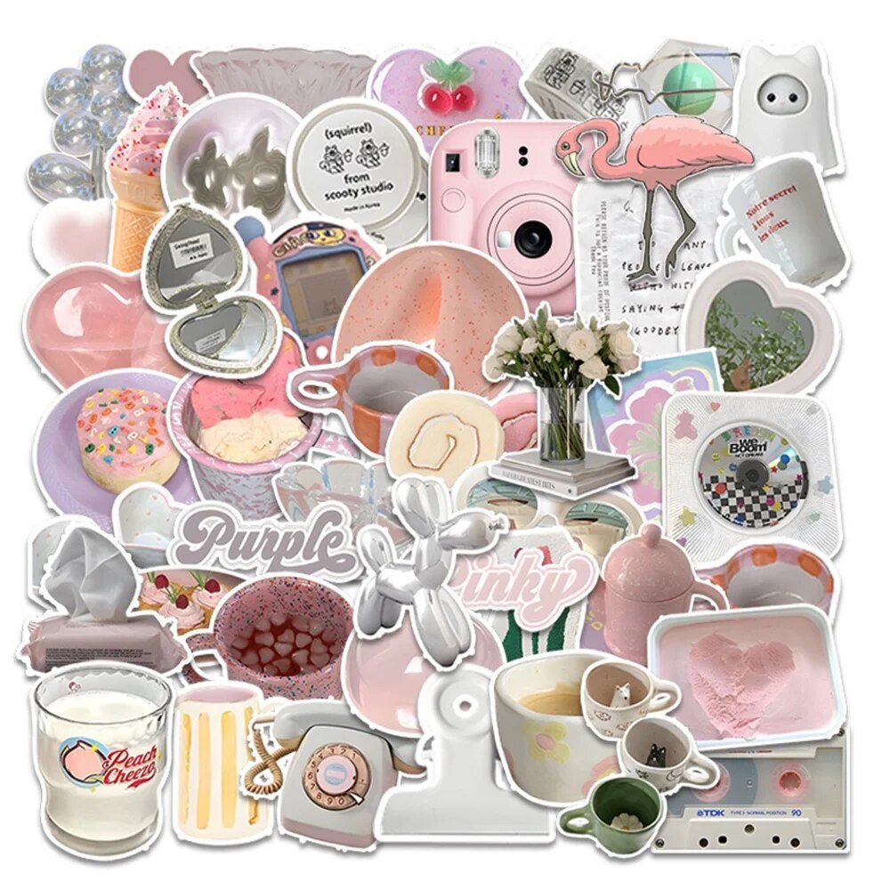 10/30/50PCS Kawaii Pink Cute Cartoon Aesthetic INS Sticker DIY Phone ...