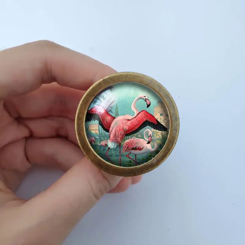 A.C.S Flamingo Cabinet Dresser Knobs pull Glass Cabochon Knob Domed ...