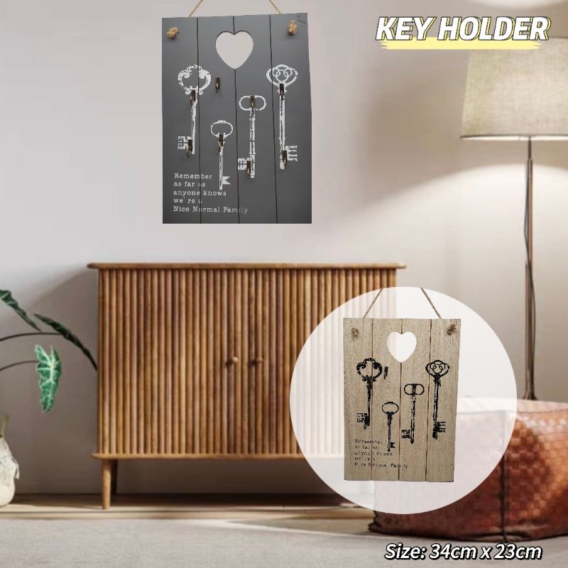 Wall Mounted Key Holder Wooden Key Hanger With 8 Hook Wall Decorative ...
