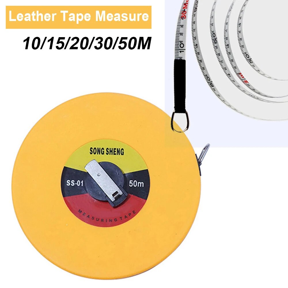 Hand-held 10/15/20/30/50M Tape Measure Circular Glass Fiber Leather ...