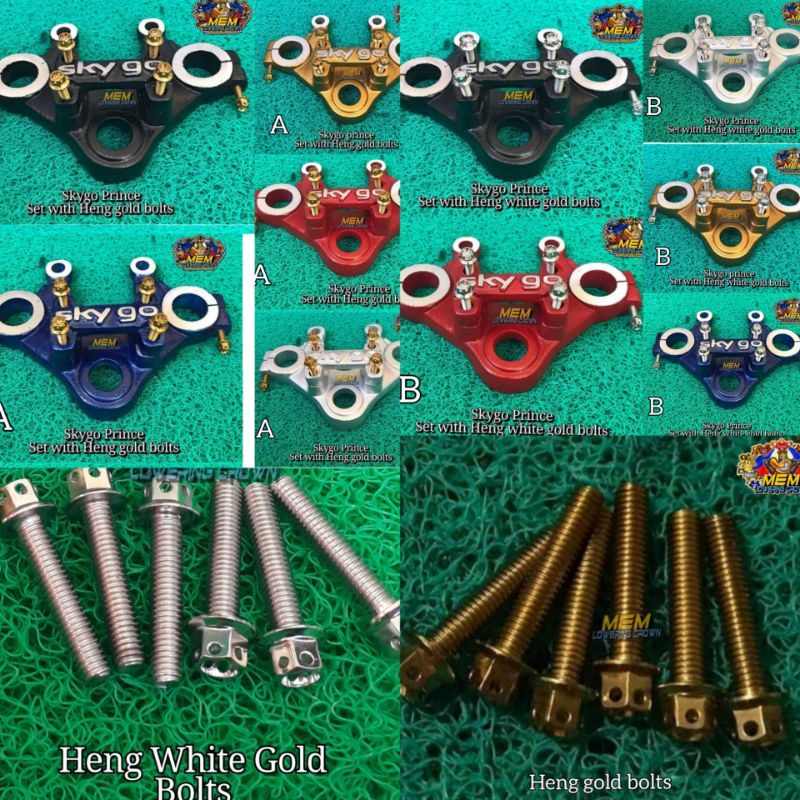 Skygo Prince 125 lowering crown SET with Heng gold bolts/white gold ...