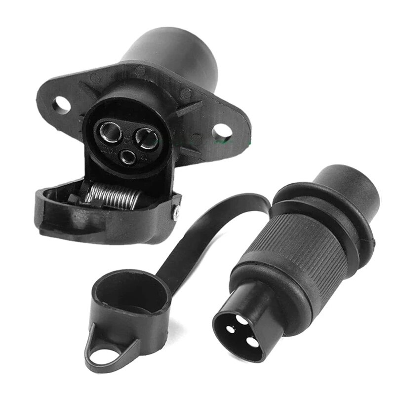 3 Pin Trailer Socket Connectors Round 3 Pole Plug-in Trailer Tractor ...