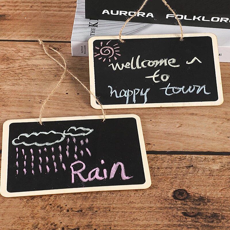 Bview Art 1pcs Mini Reusable Wood Erasable Chalkboards with Hanging ...