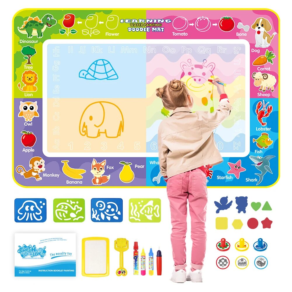 Magic Water Drawing Mat Coloring Book & Pens Montessori Toys Graphics ...