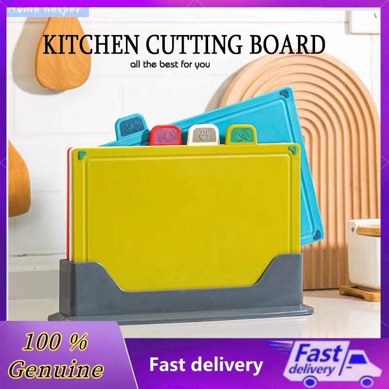 5in1 Index Chopping Board Set with Storage Case Color Coded Anti Slip ...