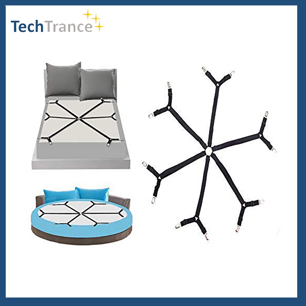 TechTrance 6 Sided Triangle Adjustable Elastic Bed Sheet Clip Straps ...