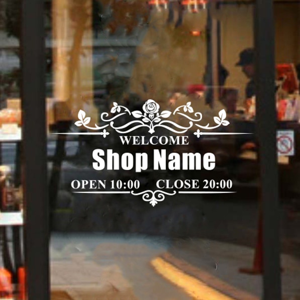 Store Weclome Sign Vinyl Sticker Custom Any Shop Names Window Decals ...