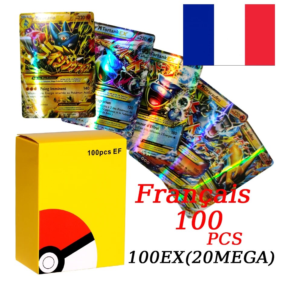 50/60/100/200PCS Pokemon Cards In French Shiny Rainbow Vmax GX Card ...