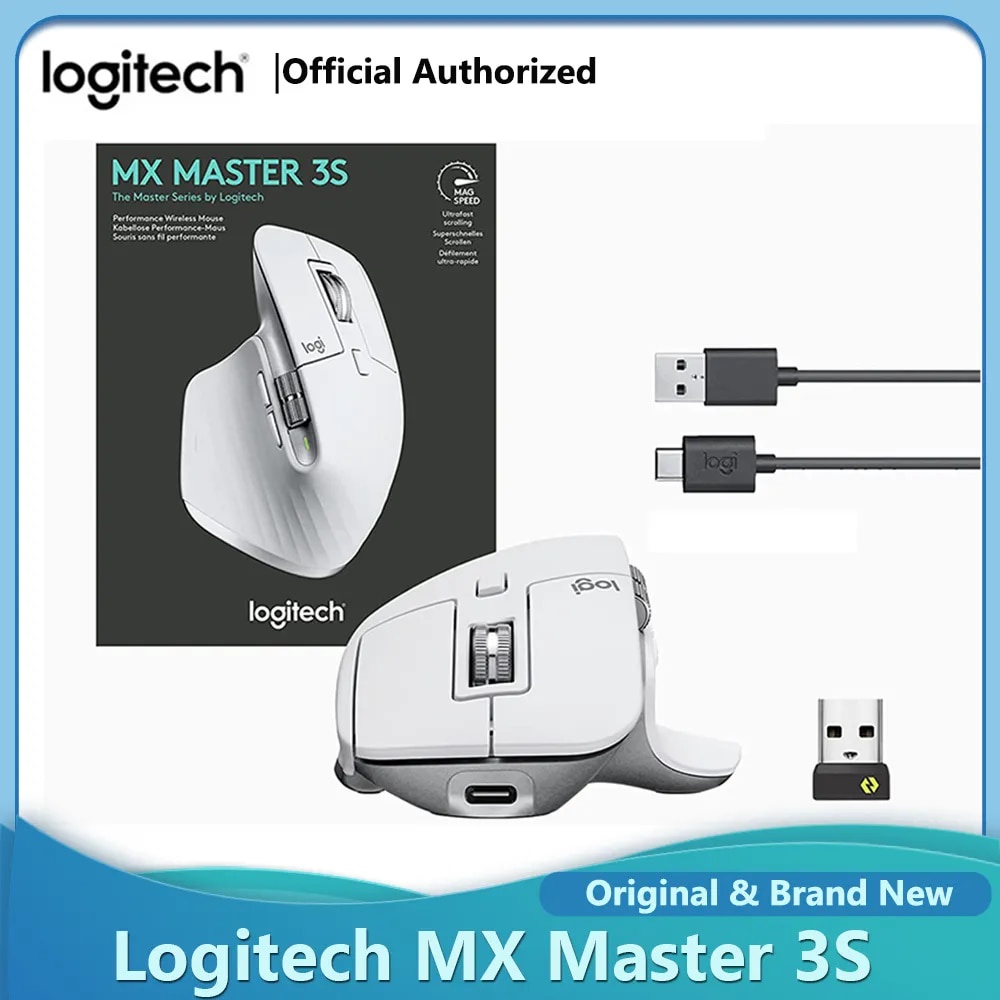 웃Original Logitech MX Master 3S Wireless Mouse 8000 DPI 2.4GHz Laser Wireless Bluetooth OfficeCl ...