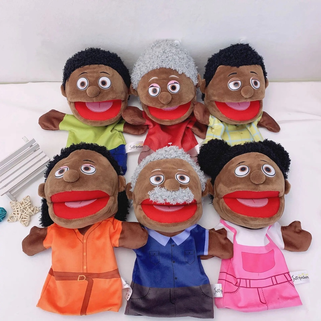 Kids Hand Puppet Toy Role Play Family plush Open Mouth Glove ...