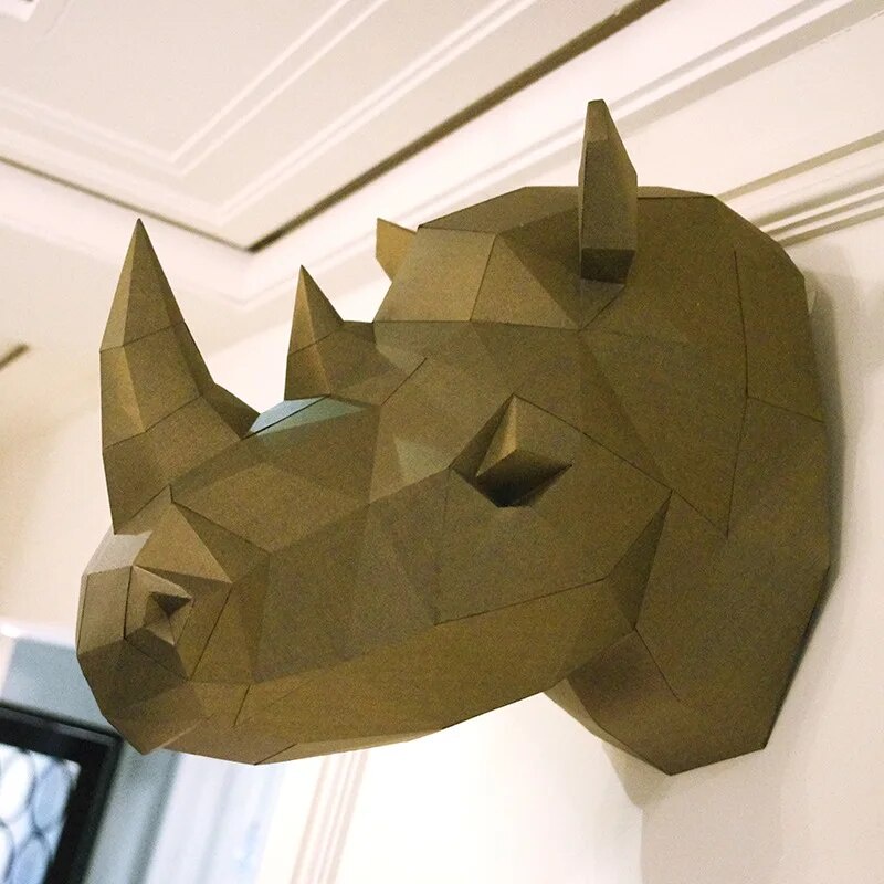 ๑40cm 3D Paper Model Rhinoceros Rhino Head figure papercraft animal ...