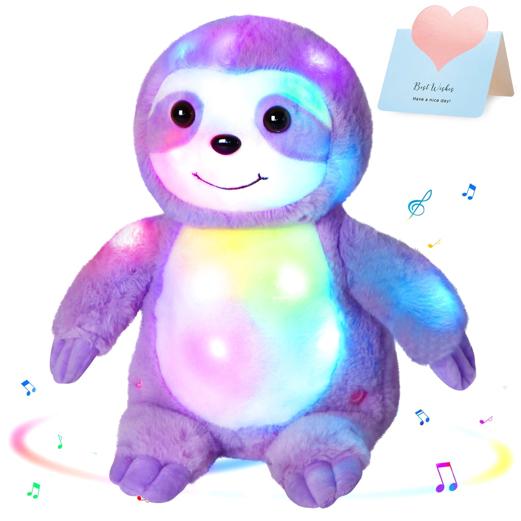 ☭40cm Purple Sloth Doll Cute Kawaii Plush Toys with Musical LED Light ...