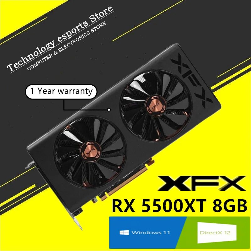 XFX RX 5500XT 8GB Graphics Card GPU AMD Radeon RX 5500 RX5500XT GDDR6 ...