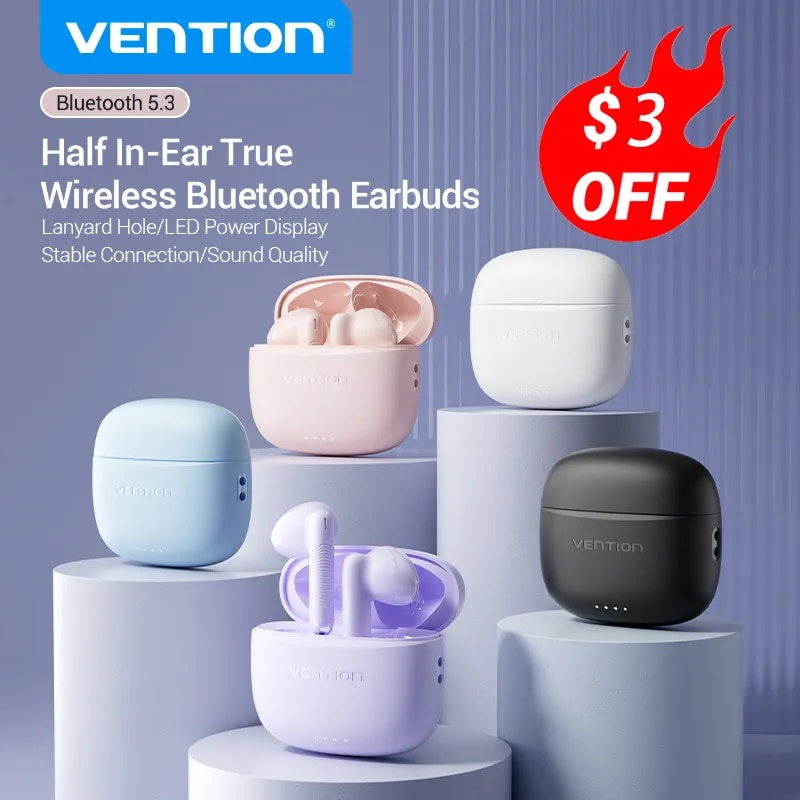 Vention Wireless Earphones Bluetooth 5.3 Headset TWS Hi-Fi Stereo ...