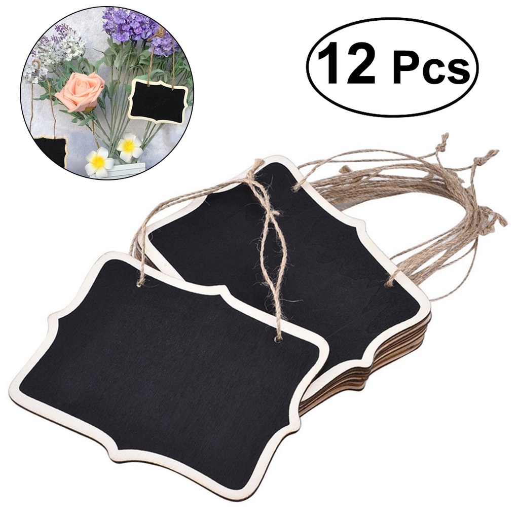12pcs Mini Chalkboards Blackboard Tags Hanging Message Board Signs for ...