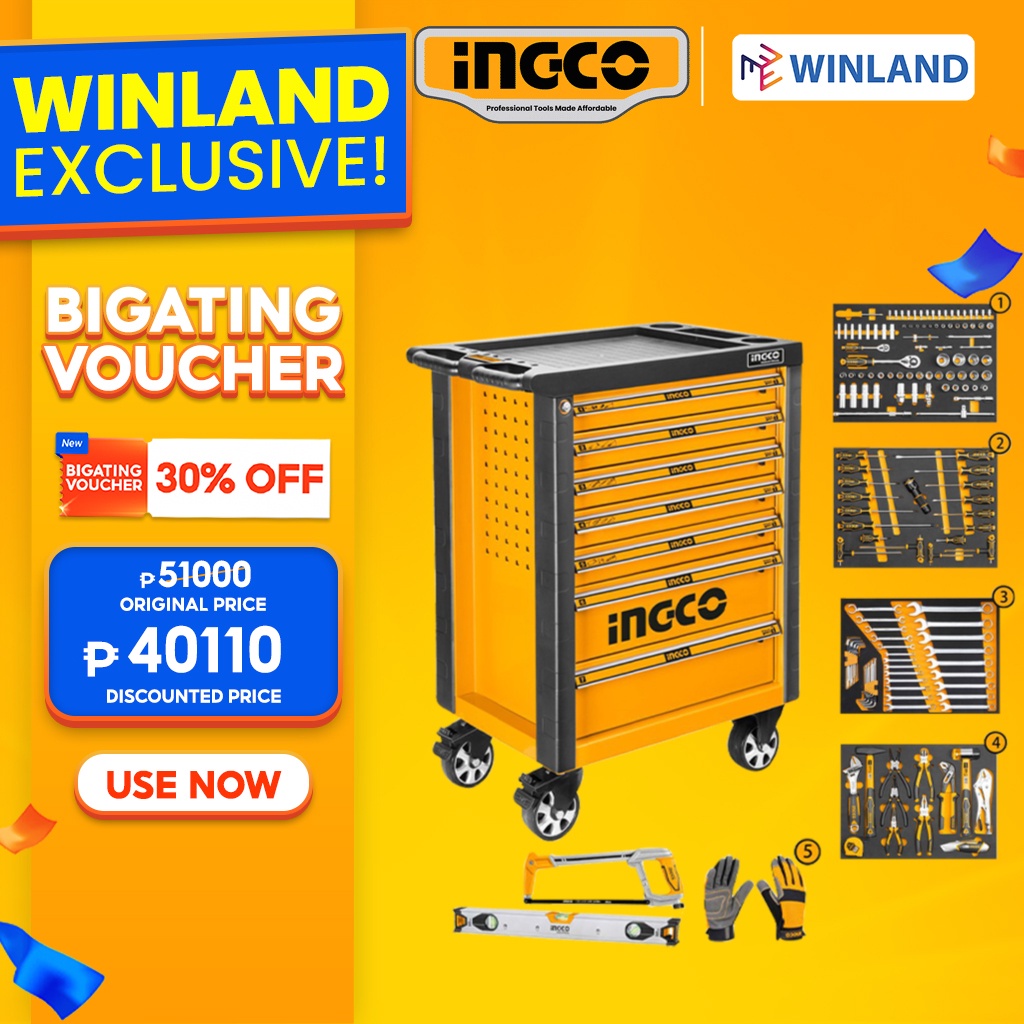 [4458]INGCO Industrial (162pcs Tool Chest Set) Roller Cabinet /w 7pcs ...