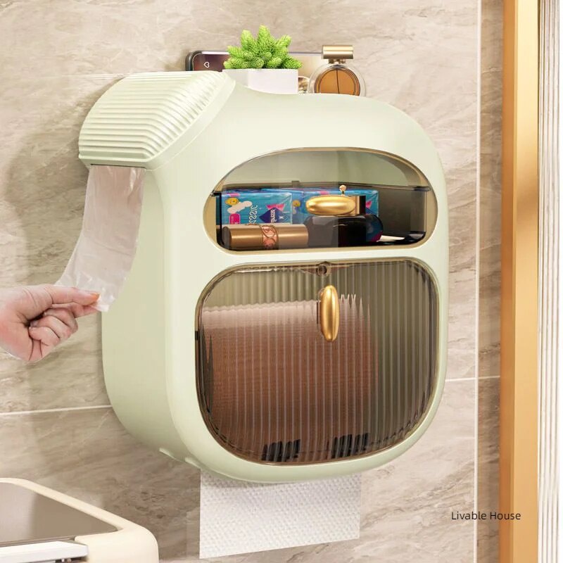 Non punching toilet tissue box, toilet wall hanging toilet paper ...