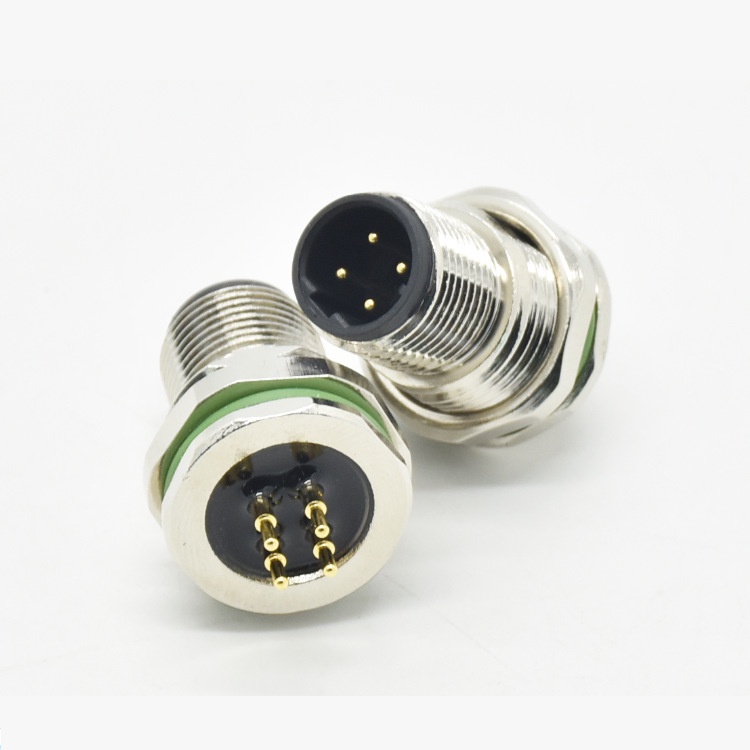 M12 D Code Male Panel Mount Connector Contact 4pin Dip-Solder IP67 ...