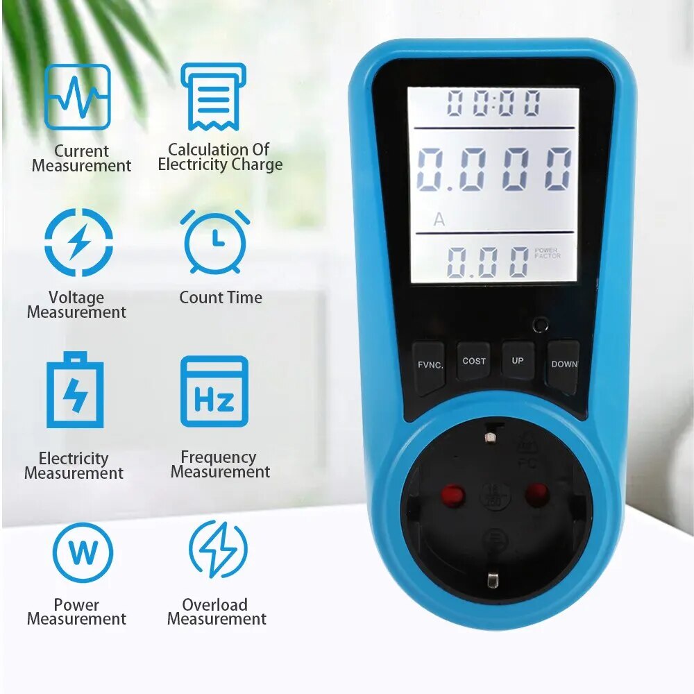 Digital Wattmeter AC 220V 230V Power Meter Plug Usage Monitor ...