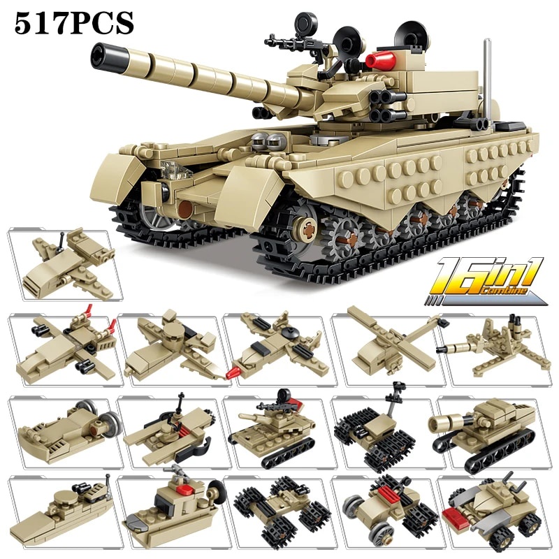 517PCS 99 Main Battle Tank Building Blocks Army Military Heavy Weapons ...