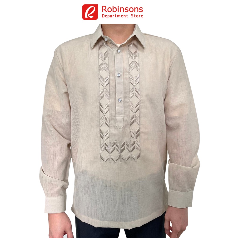 Executive Men's Longsleeves Jusi Barong with Embroidery - Cream ...