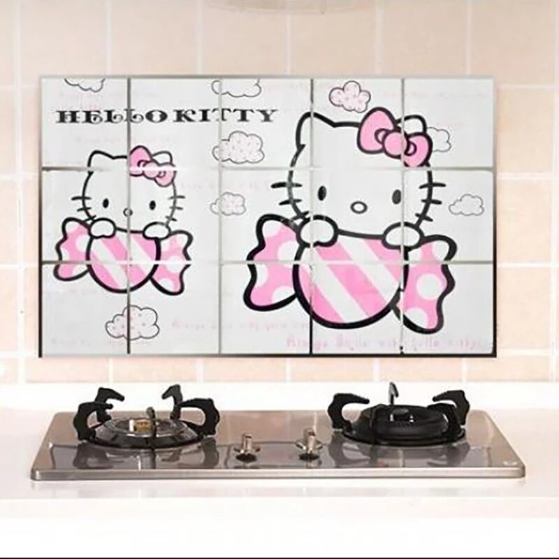 Hello Kitty Sanrio Kitchen Self-Adhesive Stickers Cartoon Cute Oil ...