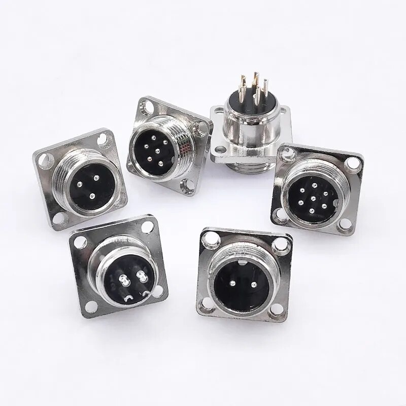 GX12 aviation connector square base flange socket 2 pin 3pin 4pin 5pin ...