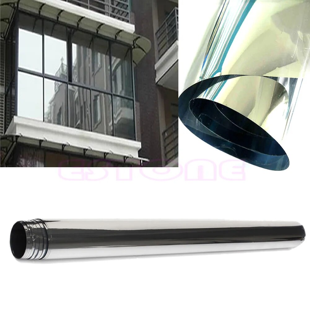 50cm x 2M Solar Reflective Window Film One Way Mirror Insulation Silver ...