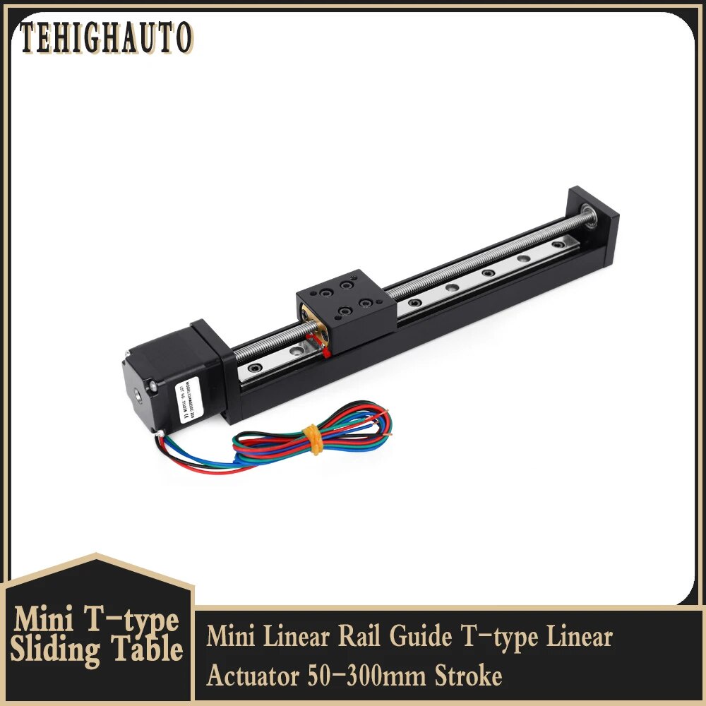 Mini Linear Rail Guide T-type Linear Actuator 50-200mm Stroke Sliding ...