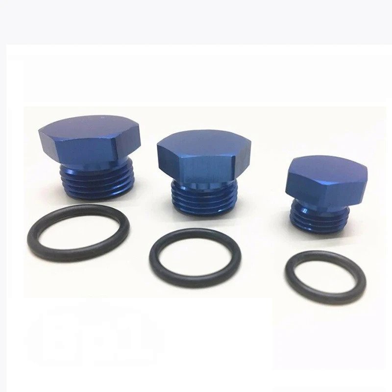 Black -6 AN Aluminum Male Flare Plug Fitting with 6AN ORB O Ring Boss ...