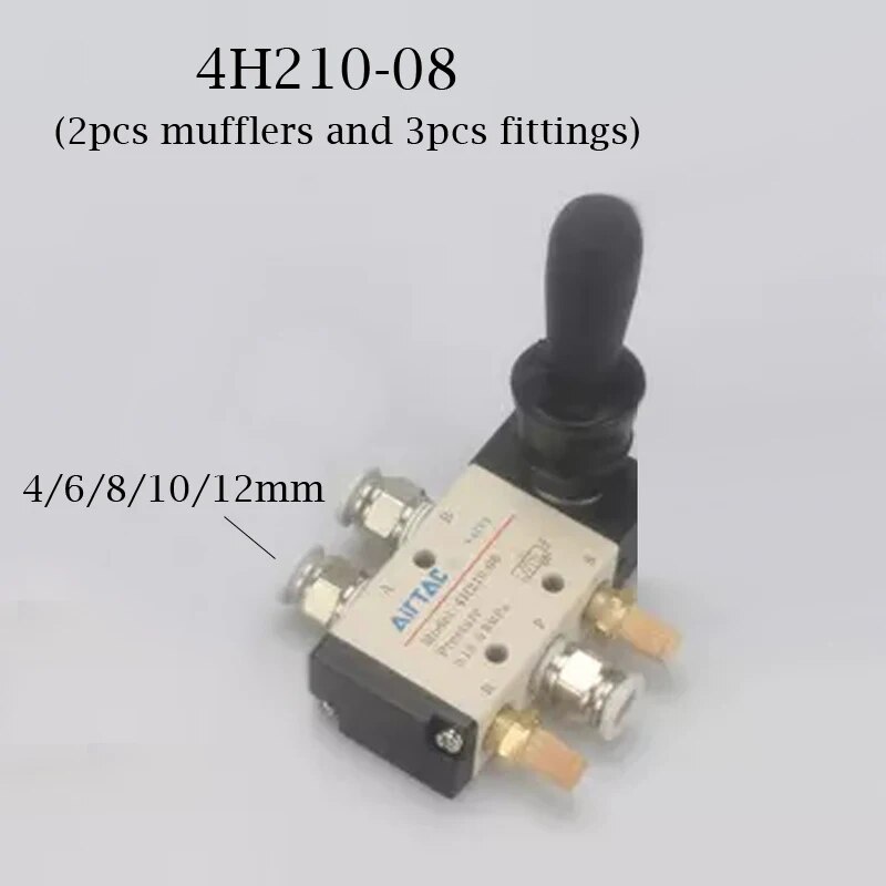 4H210-08 Hand Lever Operated Control Pneumatic Manual Valve Muffler 4mm 6mm 8mm 10mm 12mm Quick ...