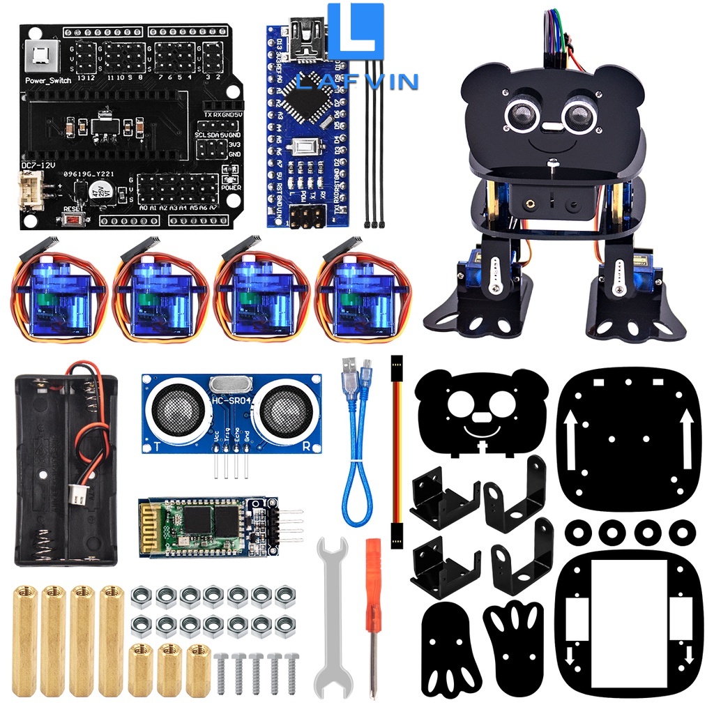 ♧LAFVIN DIY 4-DOF Robot Kit Panda Robot Compatible with Arduino Nano ...