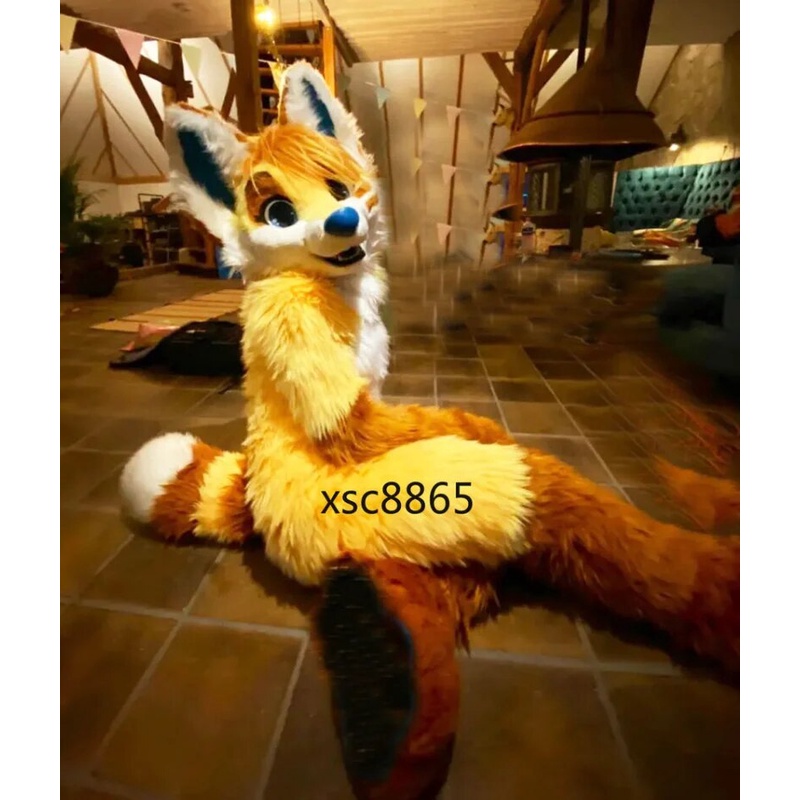 Long Fur Husky Dog Fox Mascot Costume Fursuit Halloween Furry Suit ...