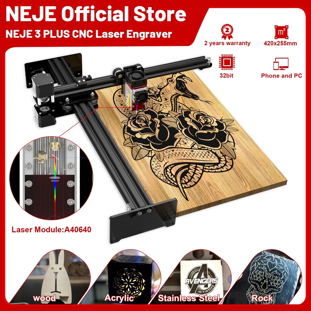 NEJE 3 Plus Laser Engraving Cutting Machine Laser Cutter CNC Router ...
