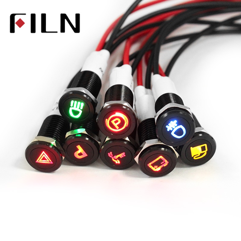 10mm pilot lamp black housing 12v red yellow white led indicator lamp ...