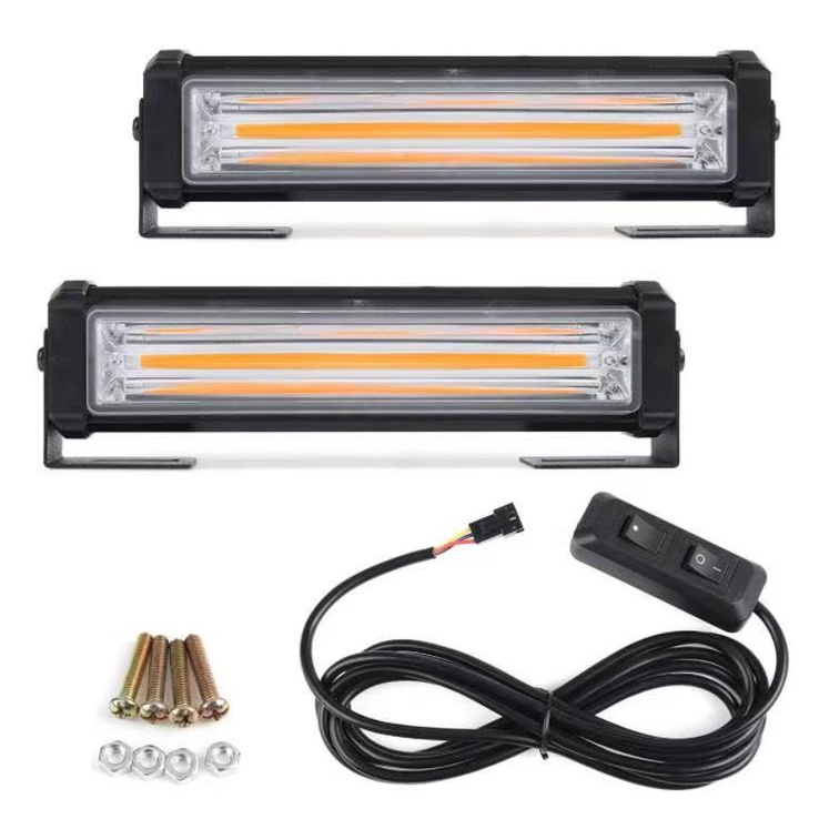 Amber 2 Modules Cob Car Strobe Lightbar 12v 24v Led Warning Flashing ...
