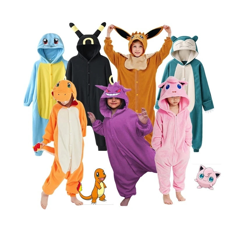 Pokemon Onesies Snorlax Cosplay Costume kids Eevee Kigurumi Full Body ...