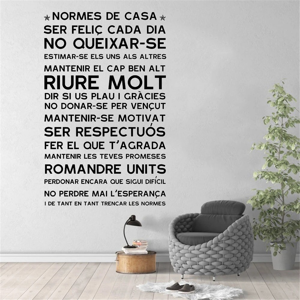 Spain CATALAN Version NORMES DE CASA House Rules Wall Sticker Home ...