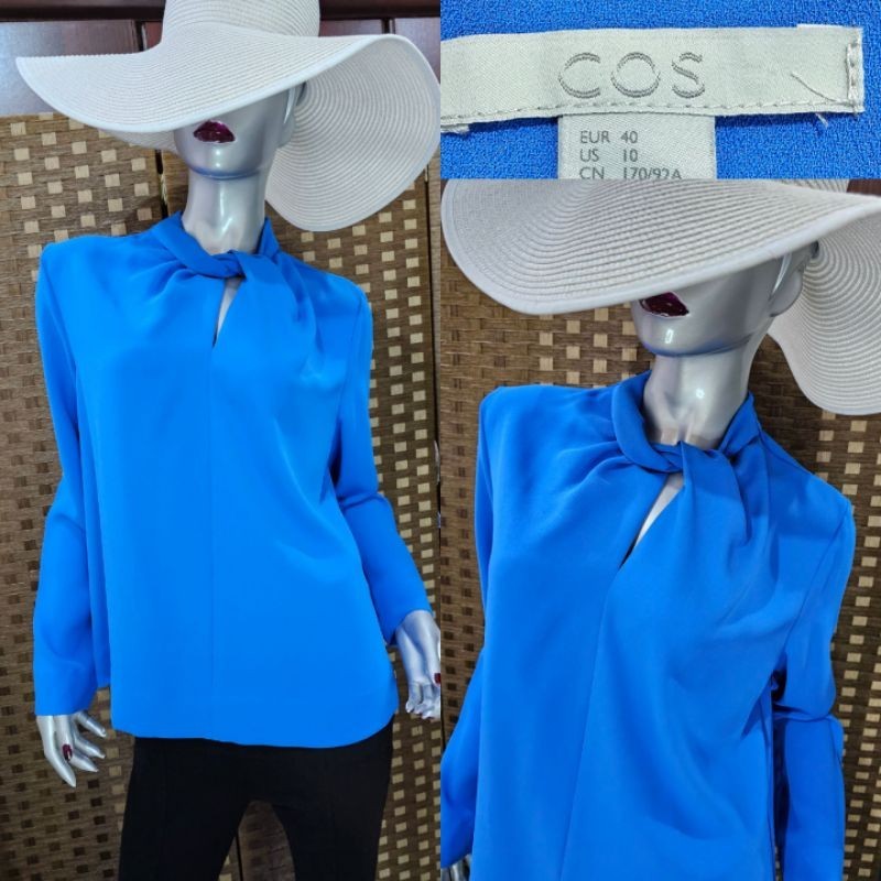 COS royal blue long sleeve top | Shopee Philippines