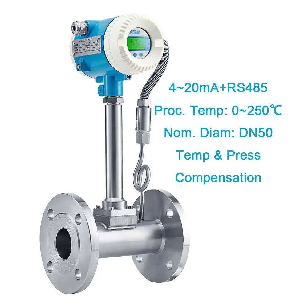 Stainless steel digital steam type flow meter compressed air oxygen gas vortex steam industrial ...