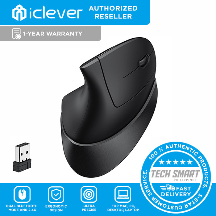iClever Ergonomic Mouse, 2.4G Wireless Vertical Mouse, Silent Click, 7 ...