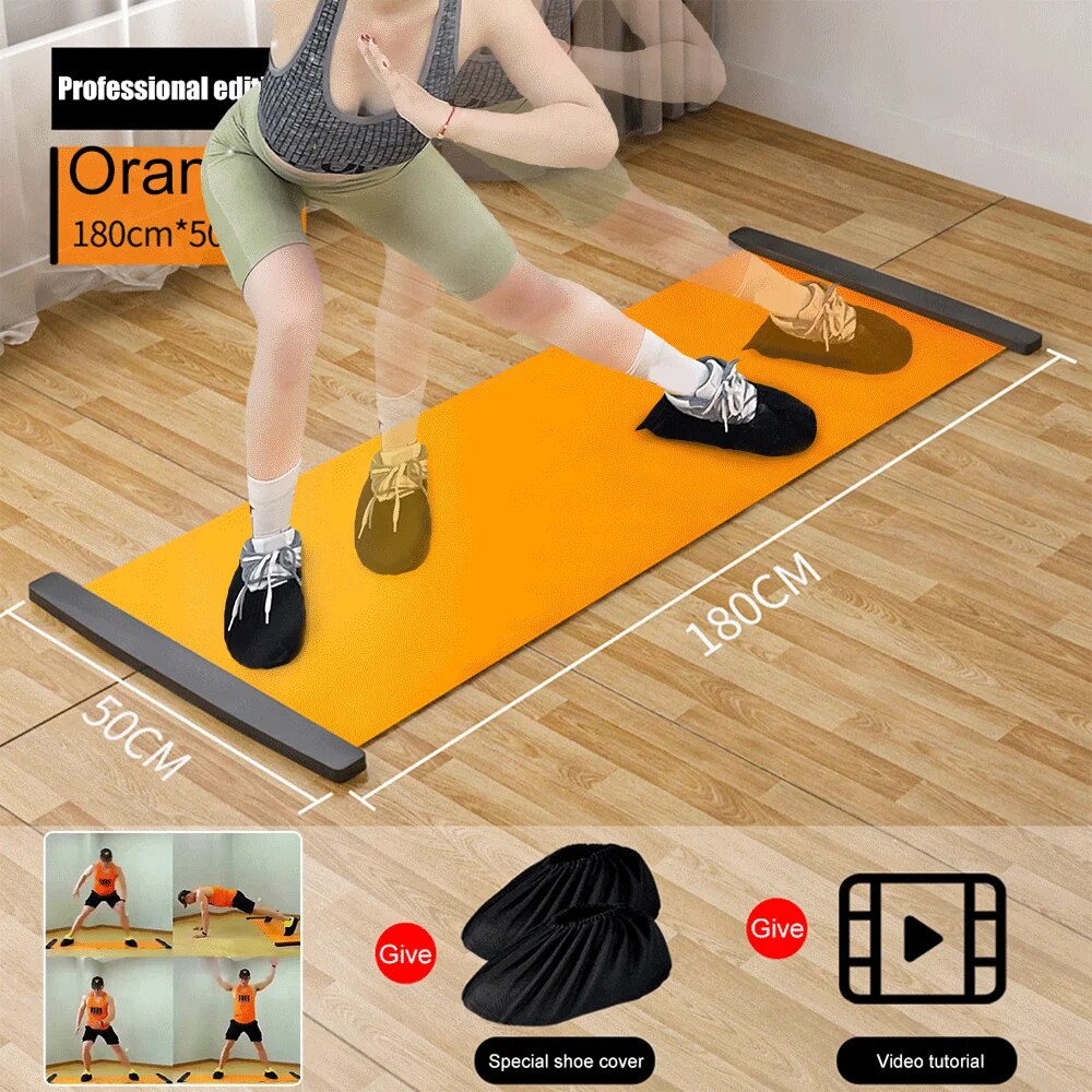 140/180/200cm Yoga Sliding Mat Sports Fitness Glide Plate Core Exercise ...
